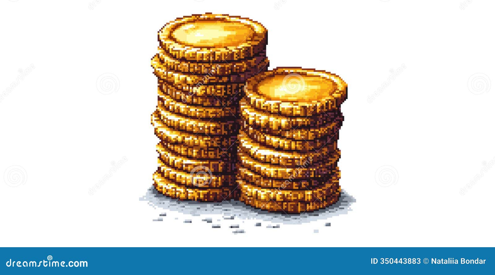 Stack of Golden Coins in Pixel Art Style Isolated on Transparent ...