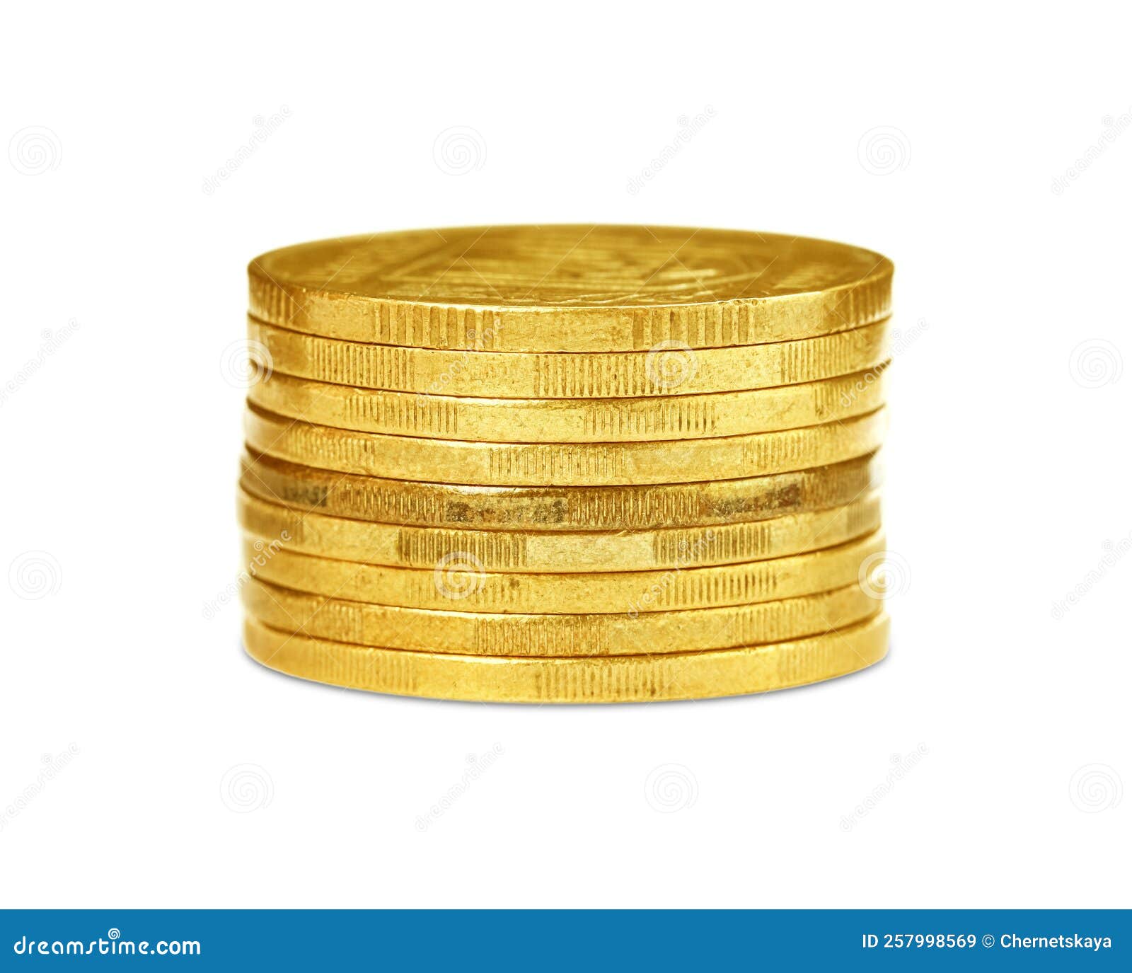 Stack of Golden Coins on White Background Stock Image - Image of bank, increase: 257998569