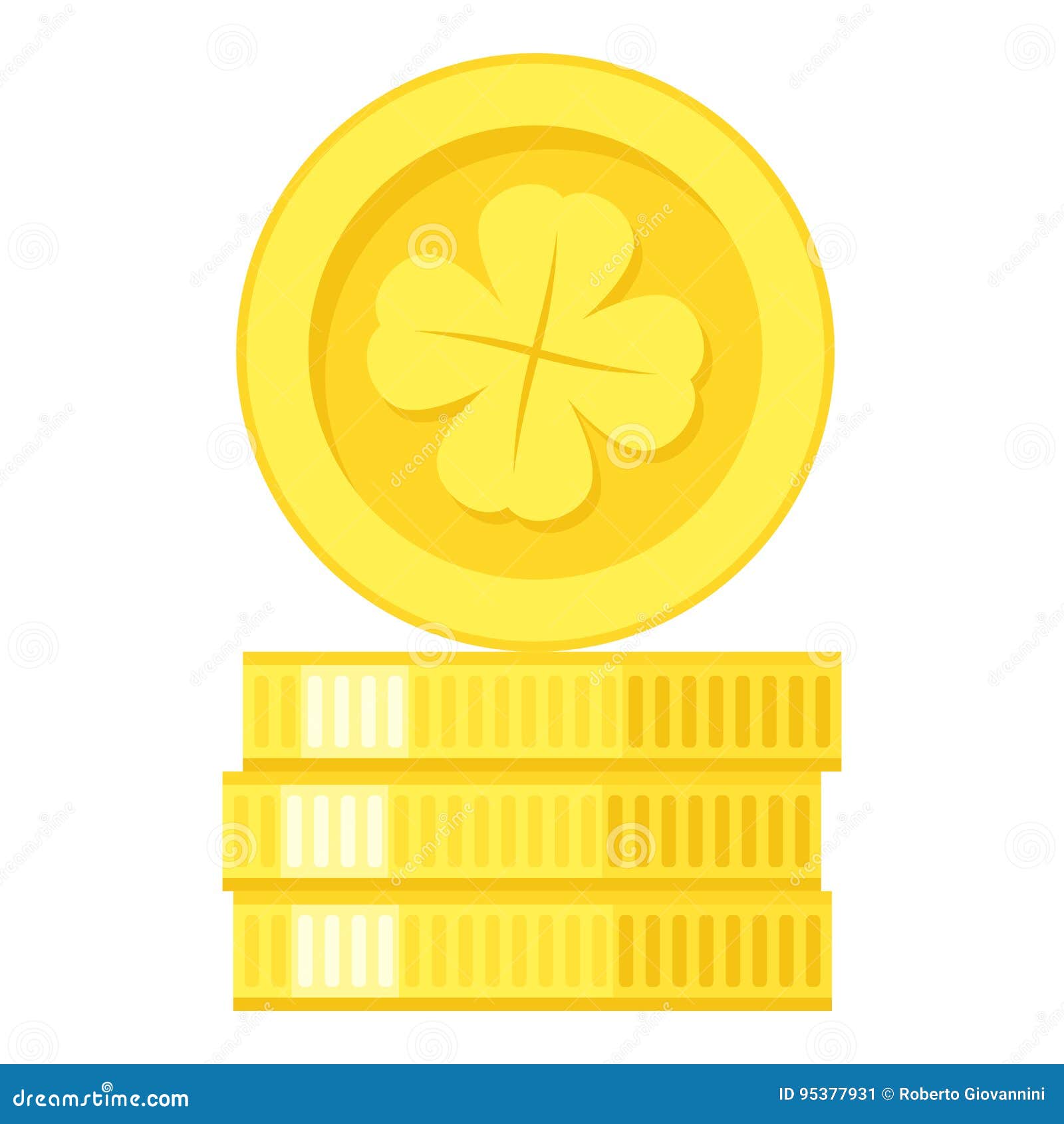 Stack of Golden Lucky Coins Flat Icon Stock Vector - Illustration of ...