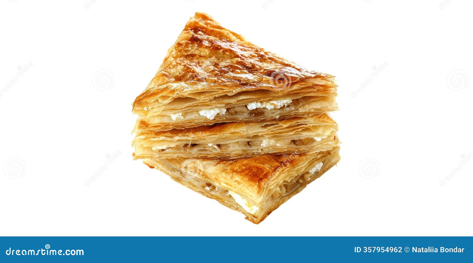 Stack of Golden Phyllo Pastry Triangles Filled with Cheese Isolated on ...