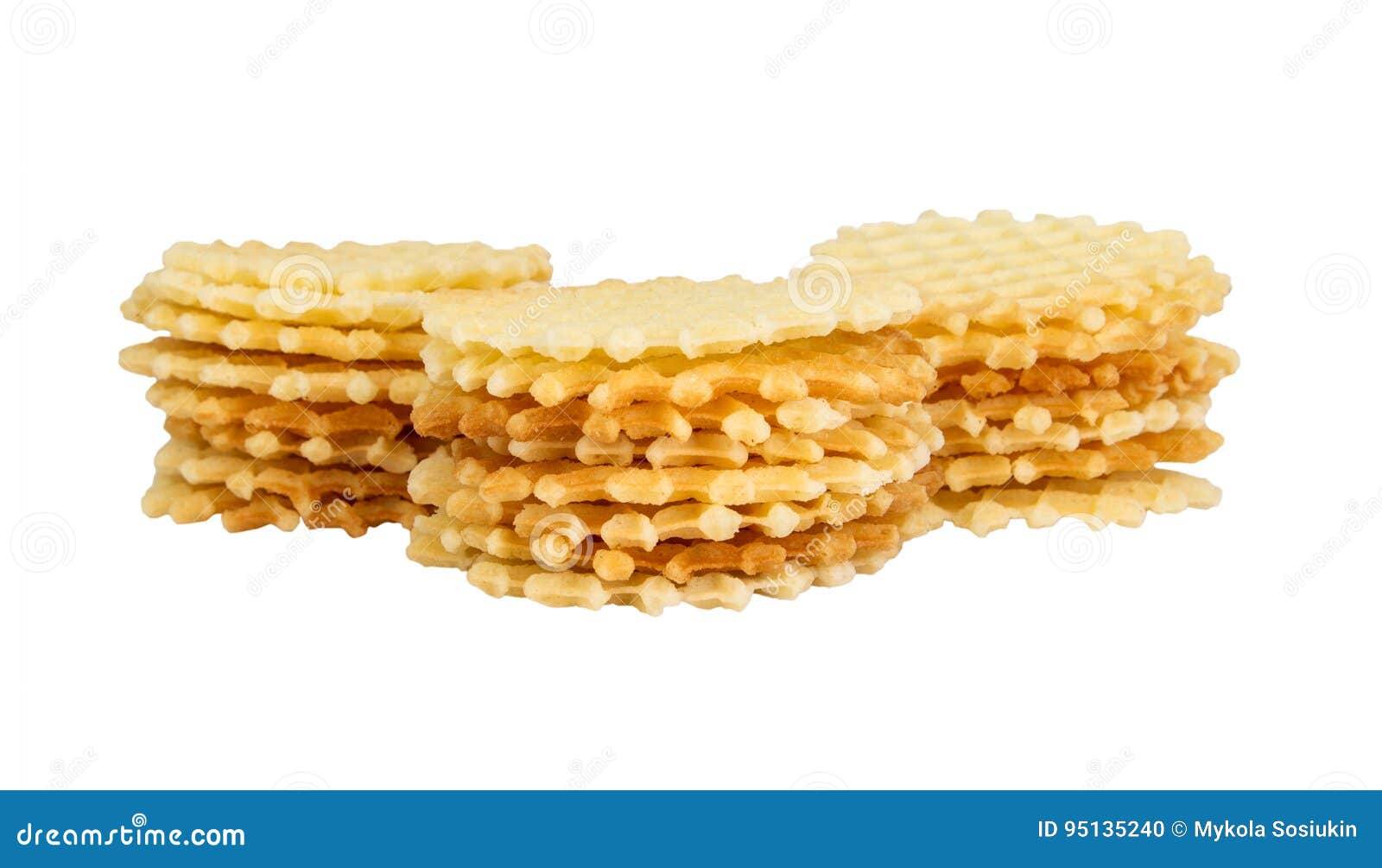 A Stack of Golden Round Waffles Isolated. Stock Photo - Image of waffle ...