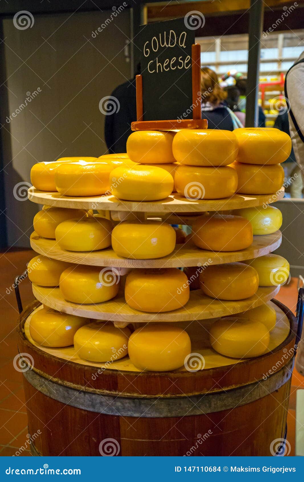Stack of Gouda Cheese in a Store Stock Photo - Image of cheese ...