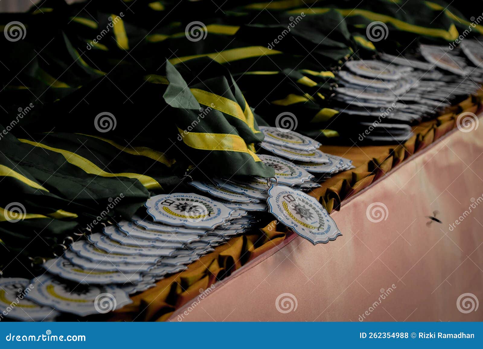 Stack of graduation medals stock photo. Image of yellow - 262354988