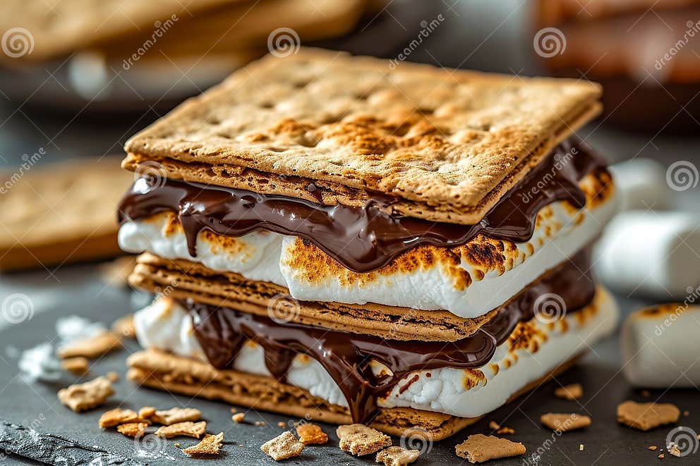 Stack of Graham Cracker Treats with Chocolate in between Each Layer ...