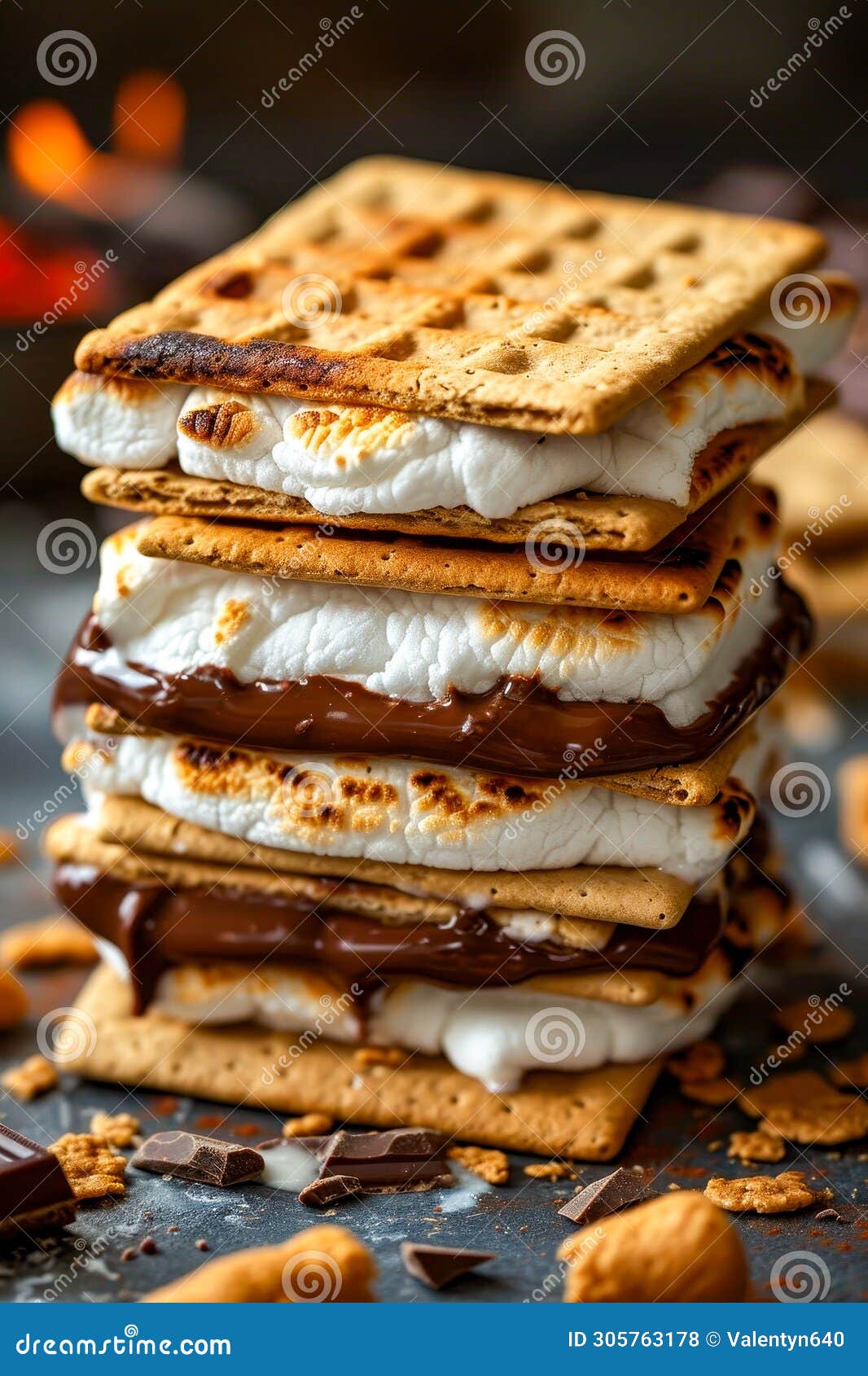 Stack of Graham Crackers with Chocolate between Each Layer. Generative ...