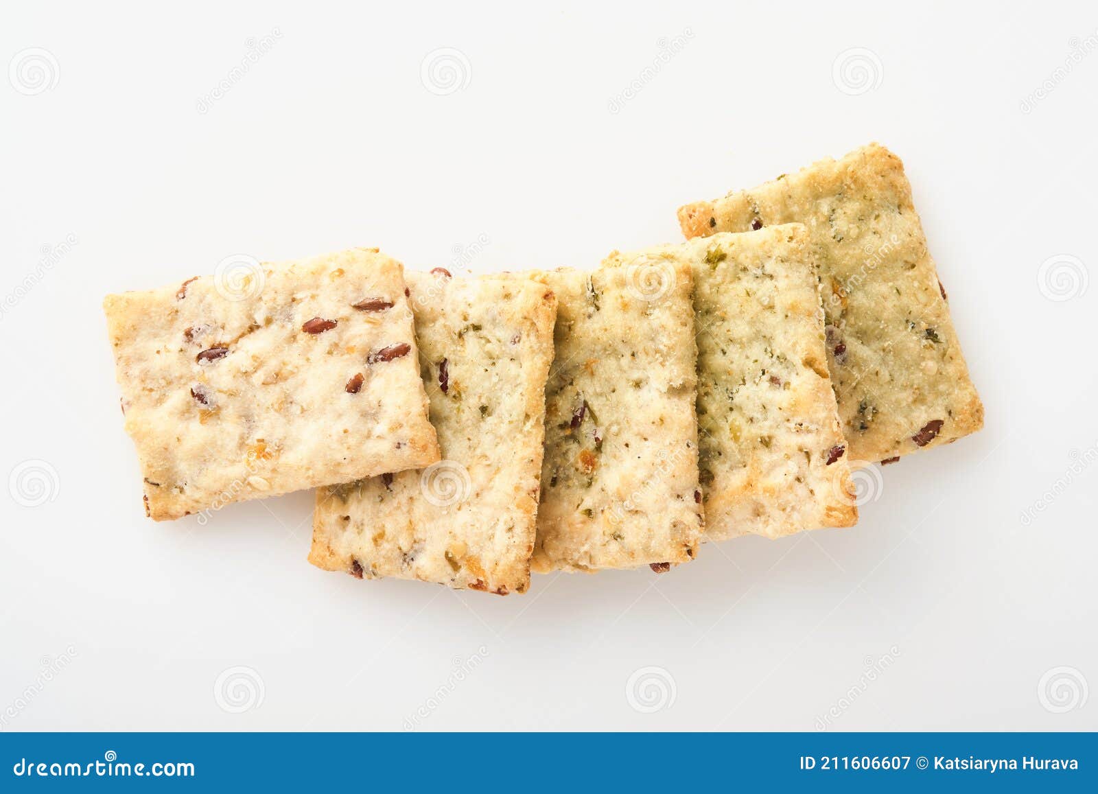 Stack of Grain Salty Crackers with Bran and Flax Seeds on White ...