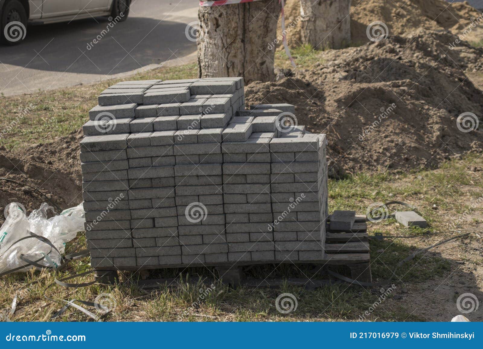 Stack of Gray Tiles on a Wooden Pallet. Stock Image - Image of tiles ...