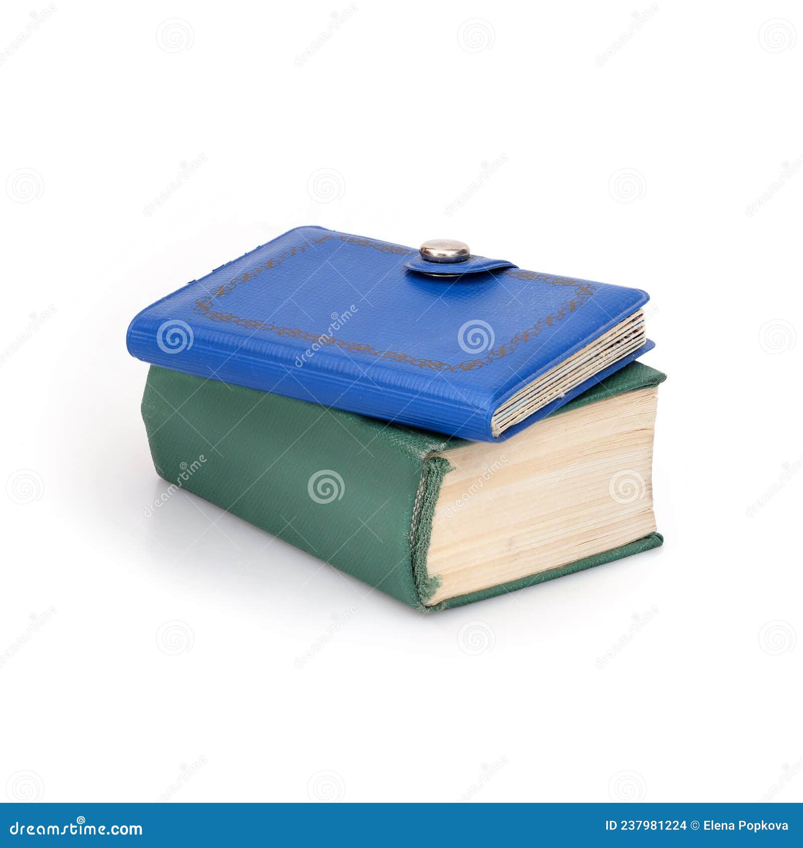 Stack of Green and Blue Books Isolated on a White Background Stock ...