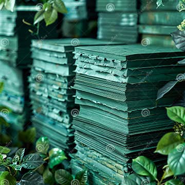 A Stack of Green Books with a Green Background Stock Image - Image of ...