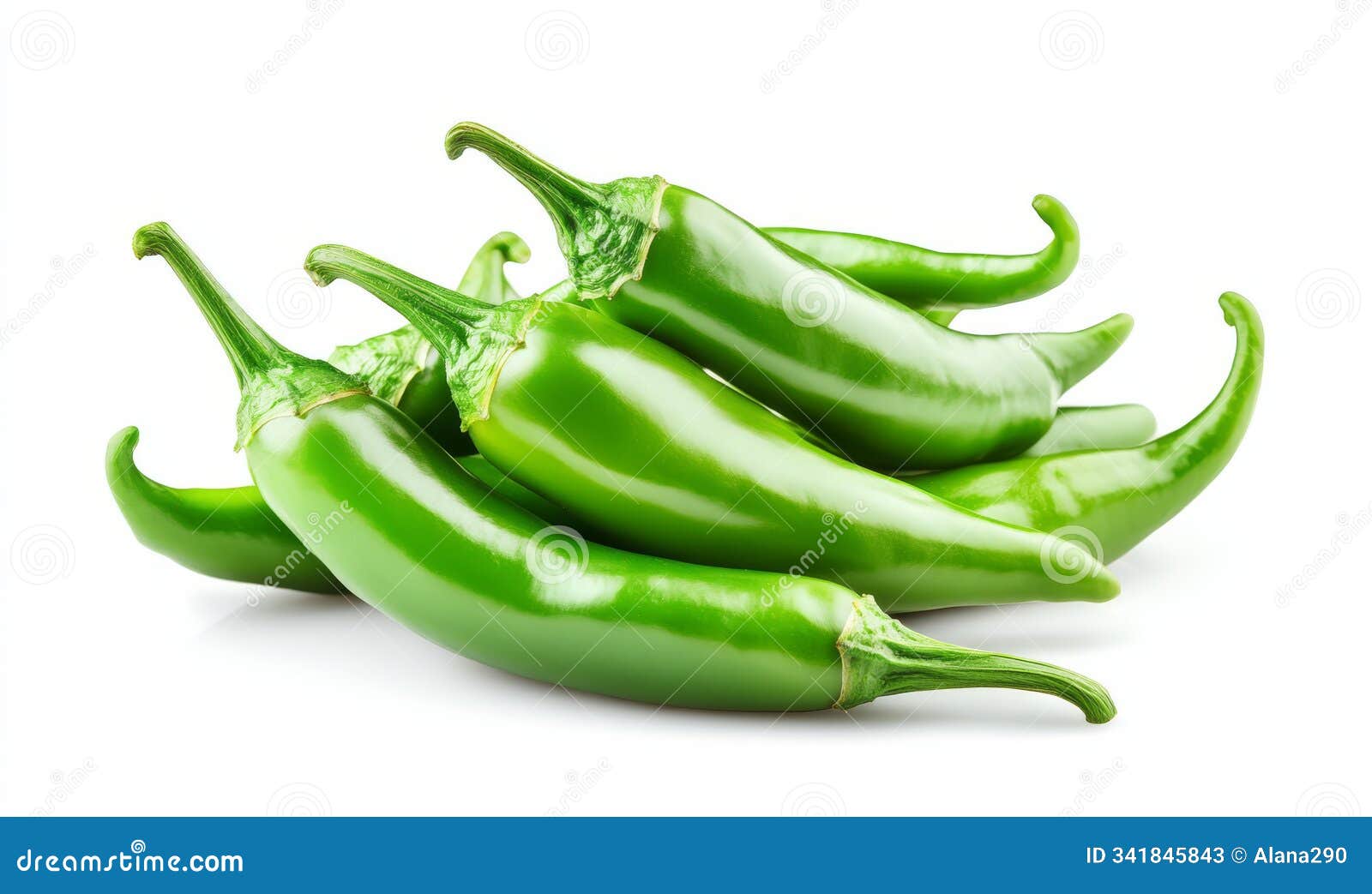 Stack of Green Chili Pepper on White Background Stock Illustration ...