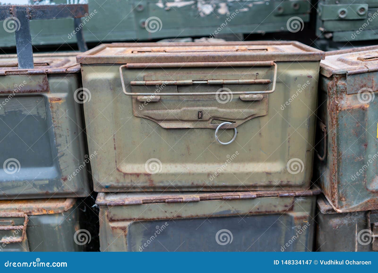 Military Green Ammunition Boxes Stock Image - Image of monument, dirty ...
