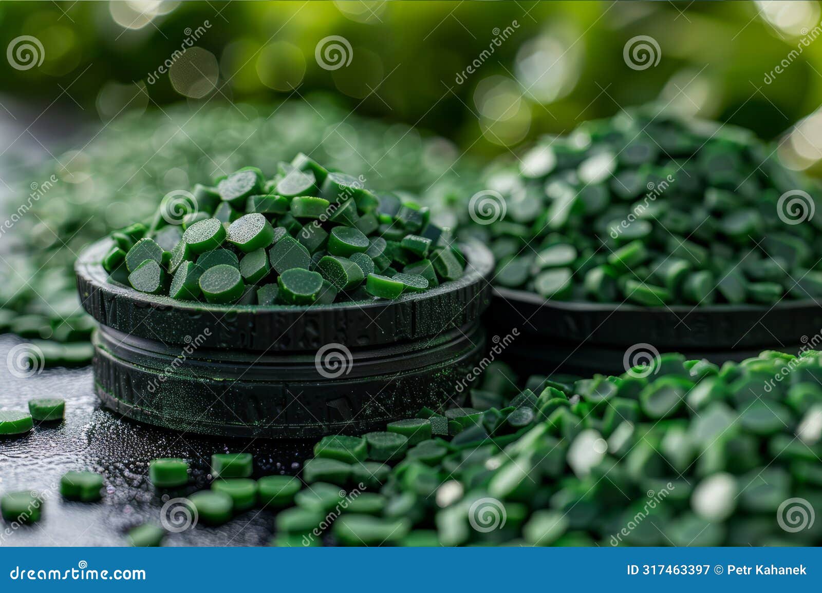 Stack of Green Recycled Plastic Pellets Showcasing Eco Sustainability ...