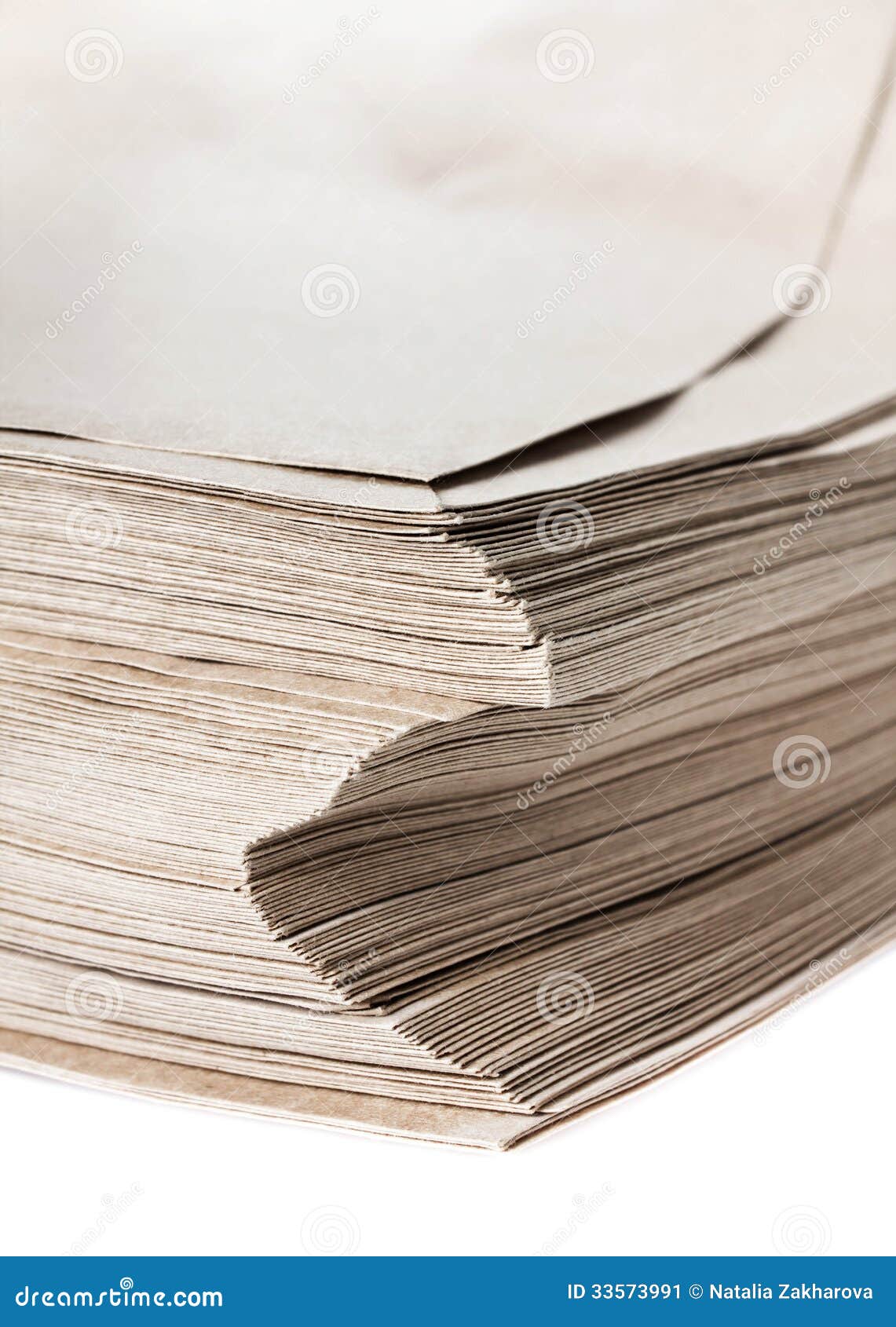 Stack of Grey Recycled Paper Envelopes Isolated on White Background ...