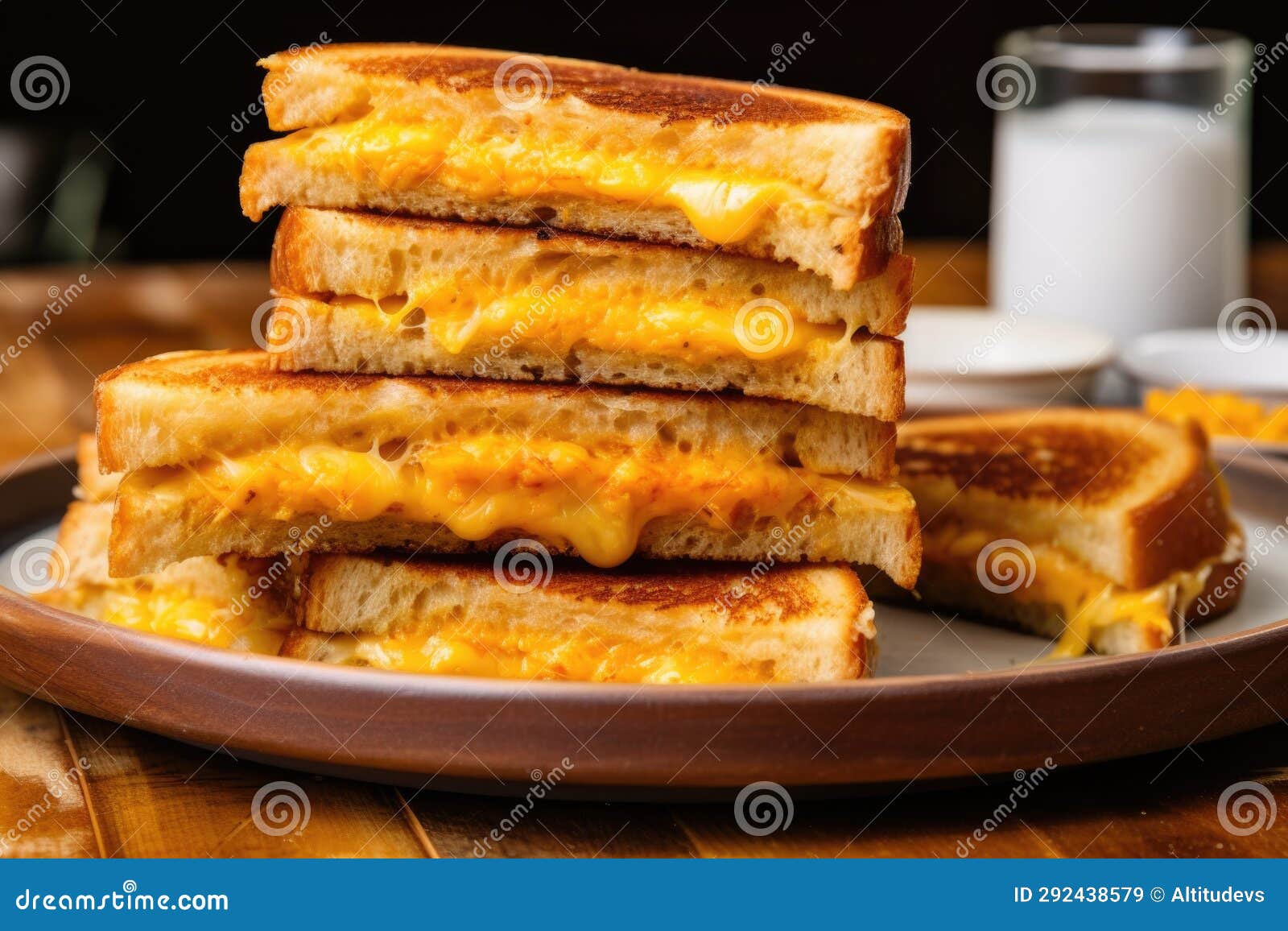 A Stack of Grilled Cheese Sandwiches on a Serving Platter Stock Image ...