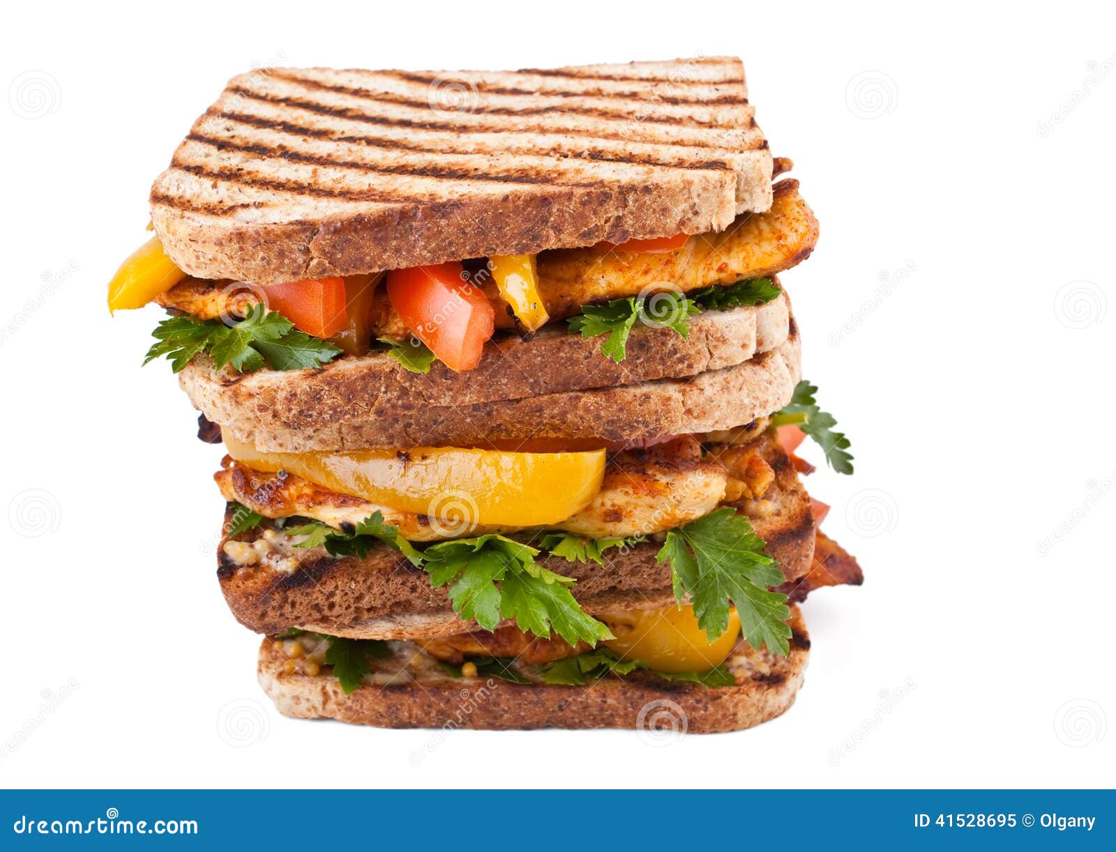 Stack of Grilled Chicken Sandwiches Stock Image - Image of herb ...