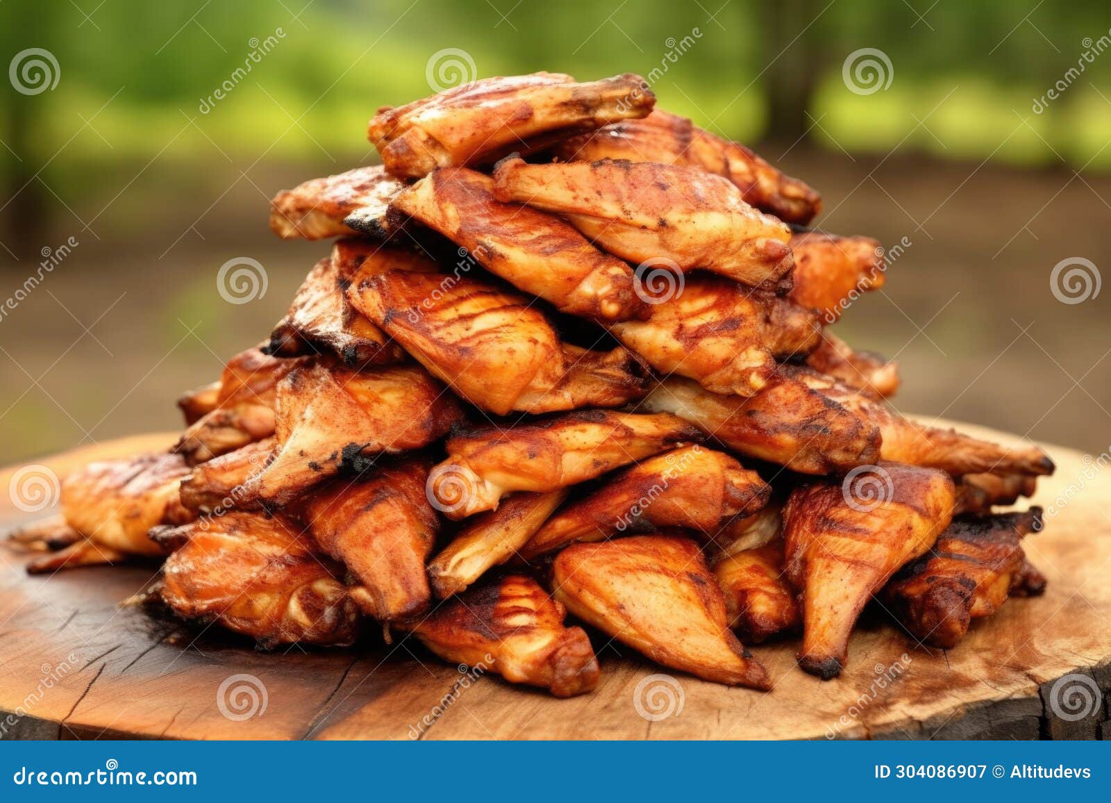 A Stack of Grilled Wings on Nature-tone Table Stock Image - Image of ...