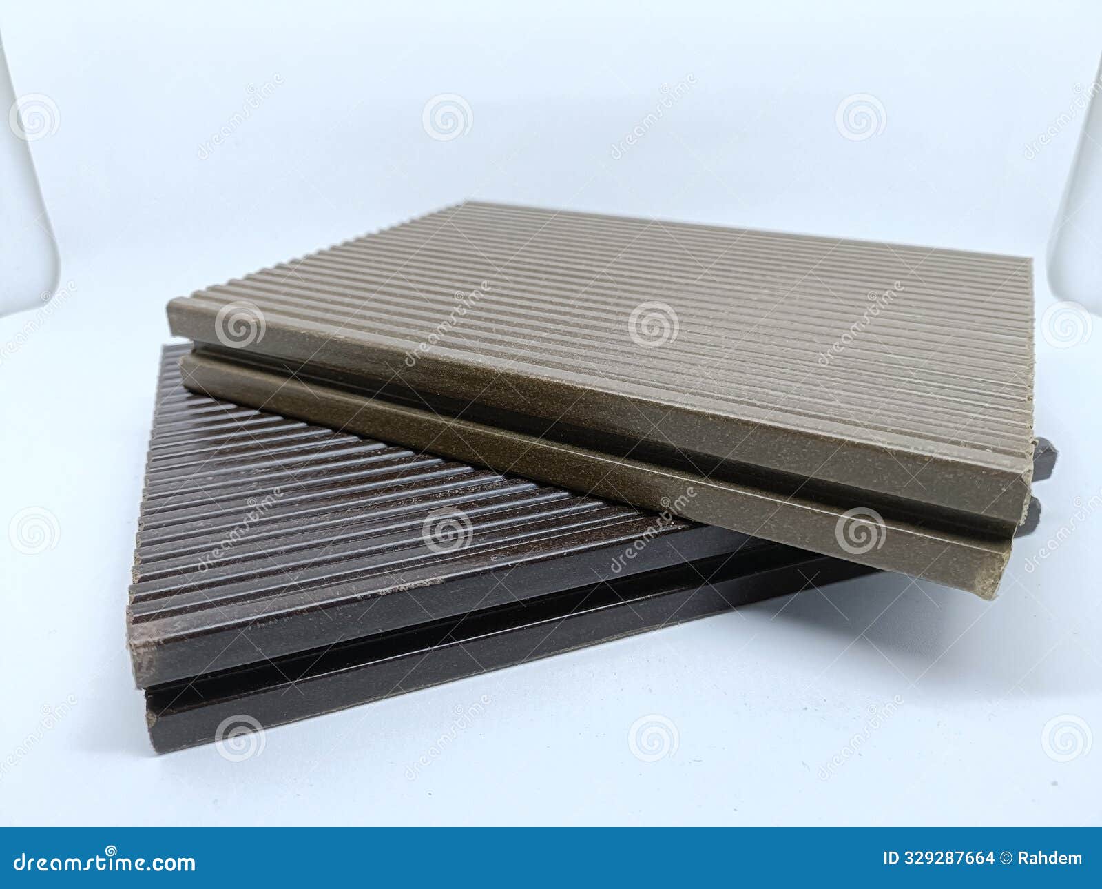 Stack of Grooved Composite Decking Panels in Various Colors on White ...