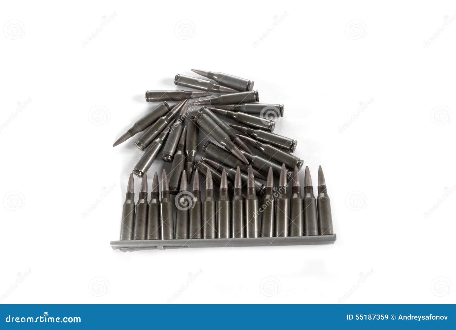 Stack of Gun Bullets Isolated on White Background Stock Image - Image ...