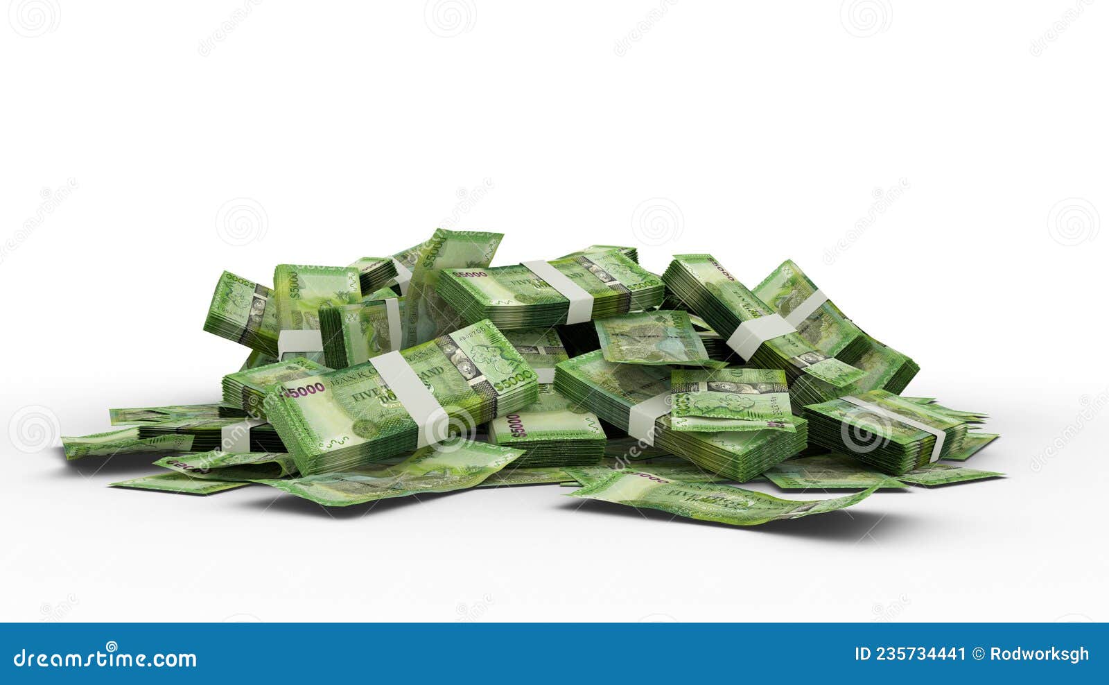 Stack of 5000 Guyanese Dollar Notes Isolated on White Background ...