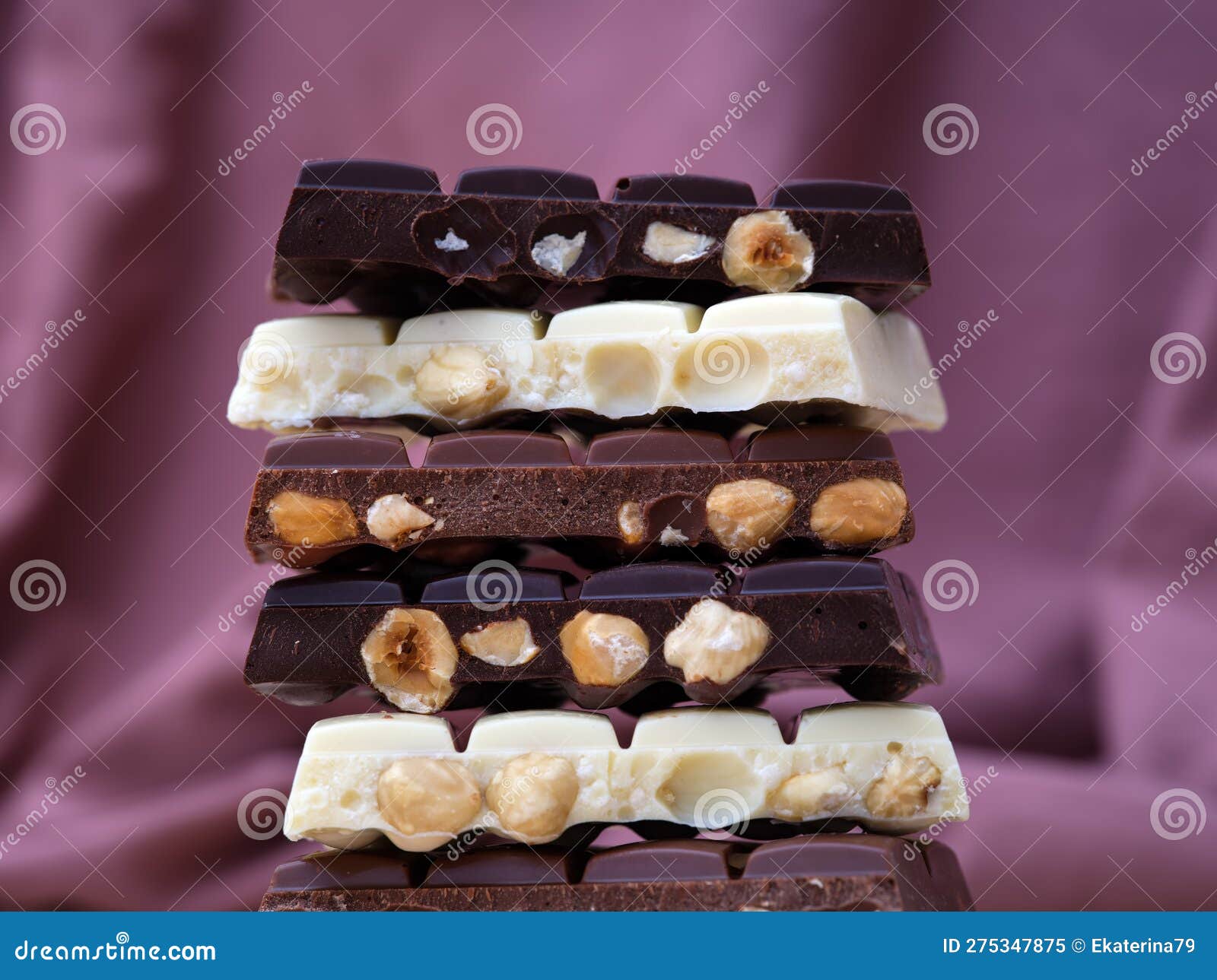 Stack of Half Chocolate Bars with Hazelnuts - Milk Chocolate, Dark ...