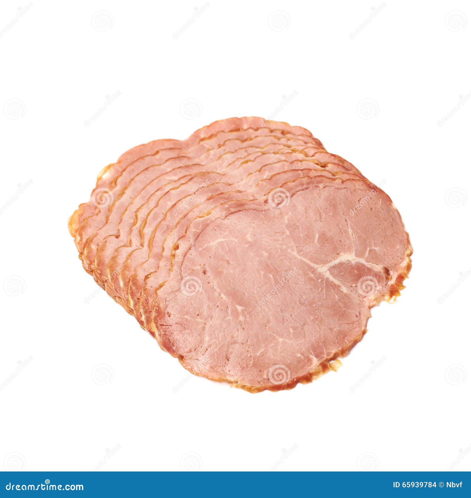 Stack of Ham Slices Isolated Stock Photo - Image of snack, gourmet ...