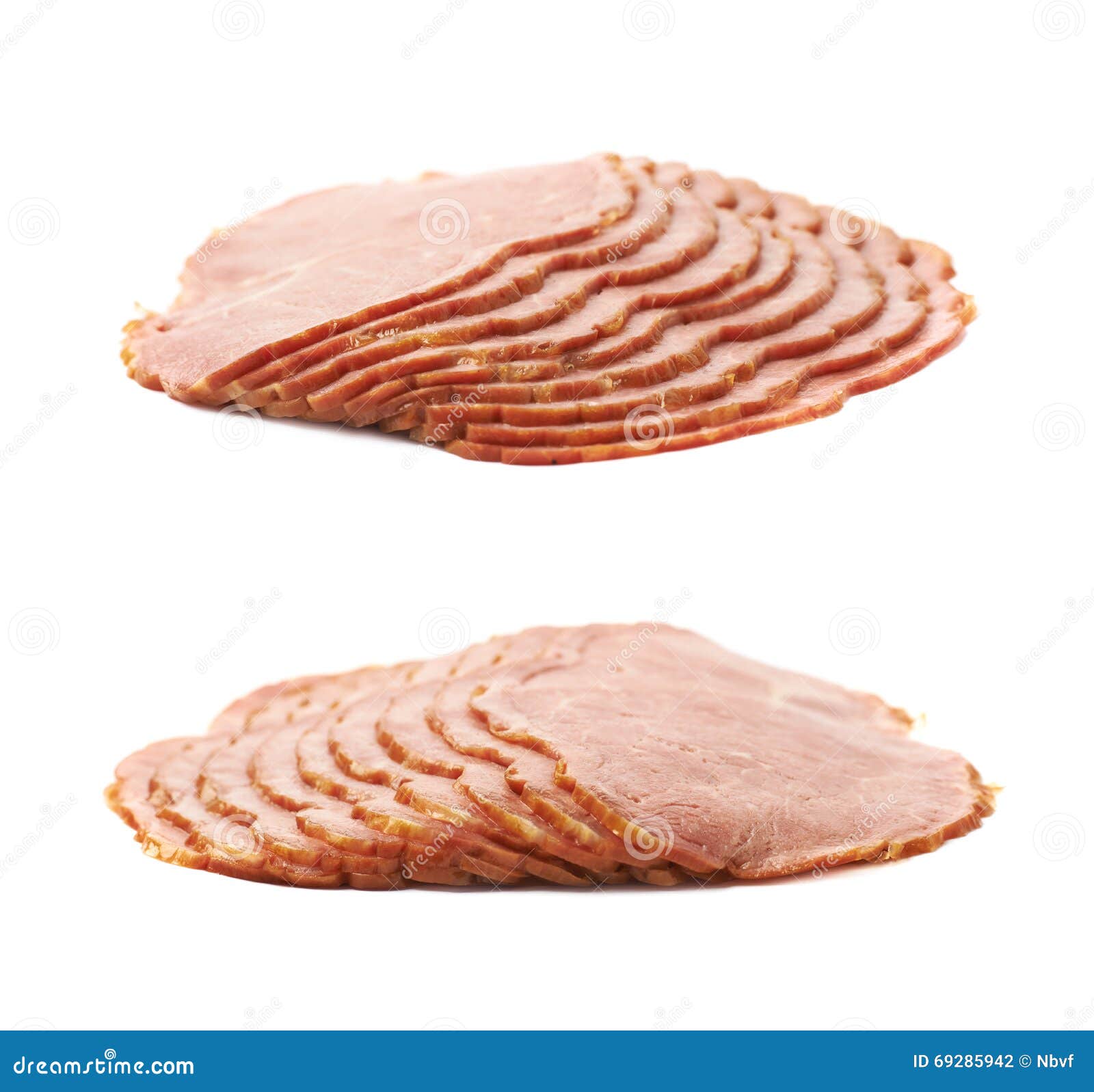 Stack of Ham Slices Isolated Stock Photo - Image of slice, buffet: 69285942