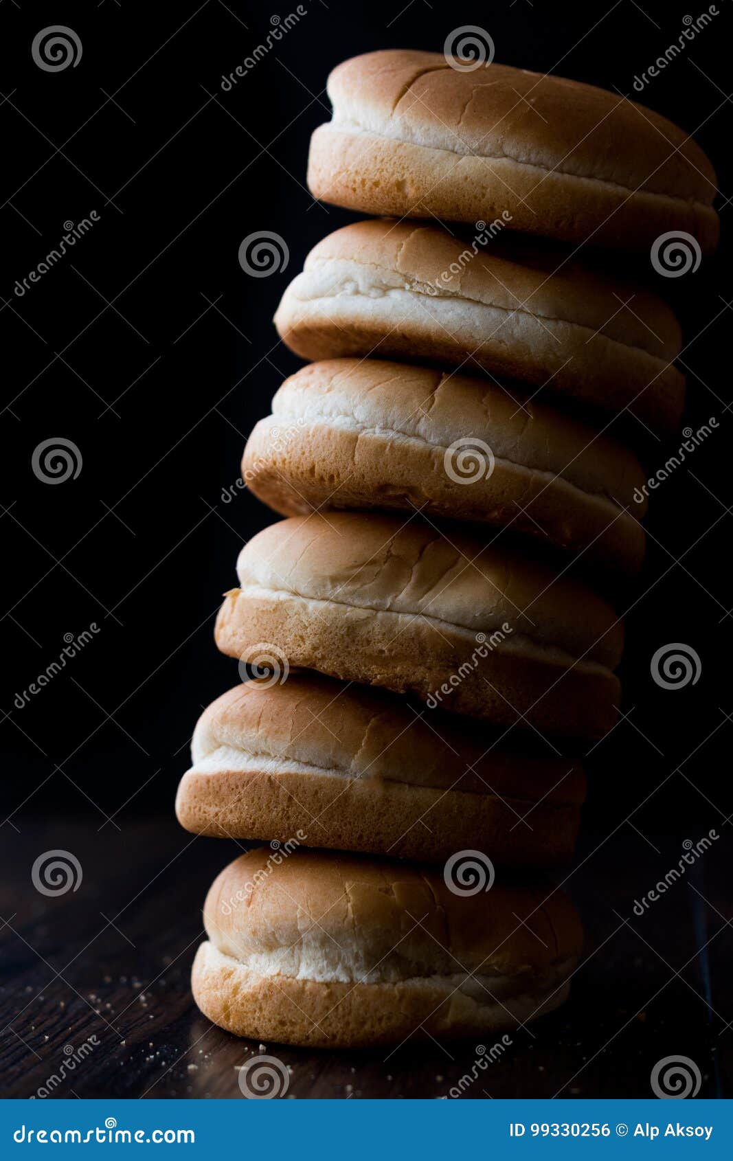 Stack of Hamburger Buns or Bread. Stock Photo - Image of color, concept ...