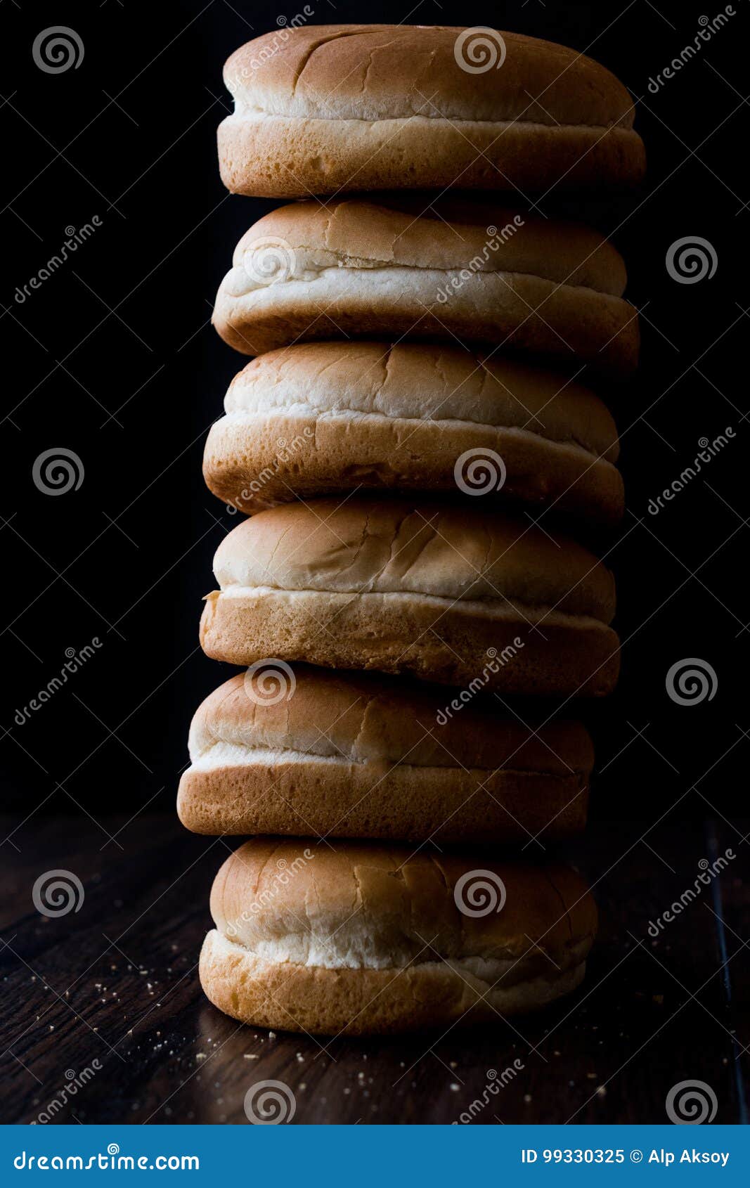 Stack of Hamburger Buns or Bread. Stock Image - Image of concept ...