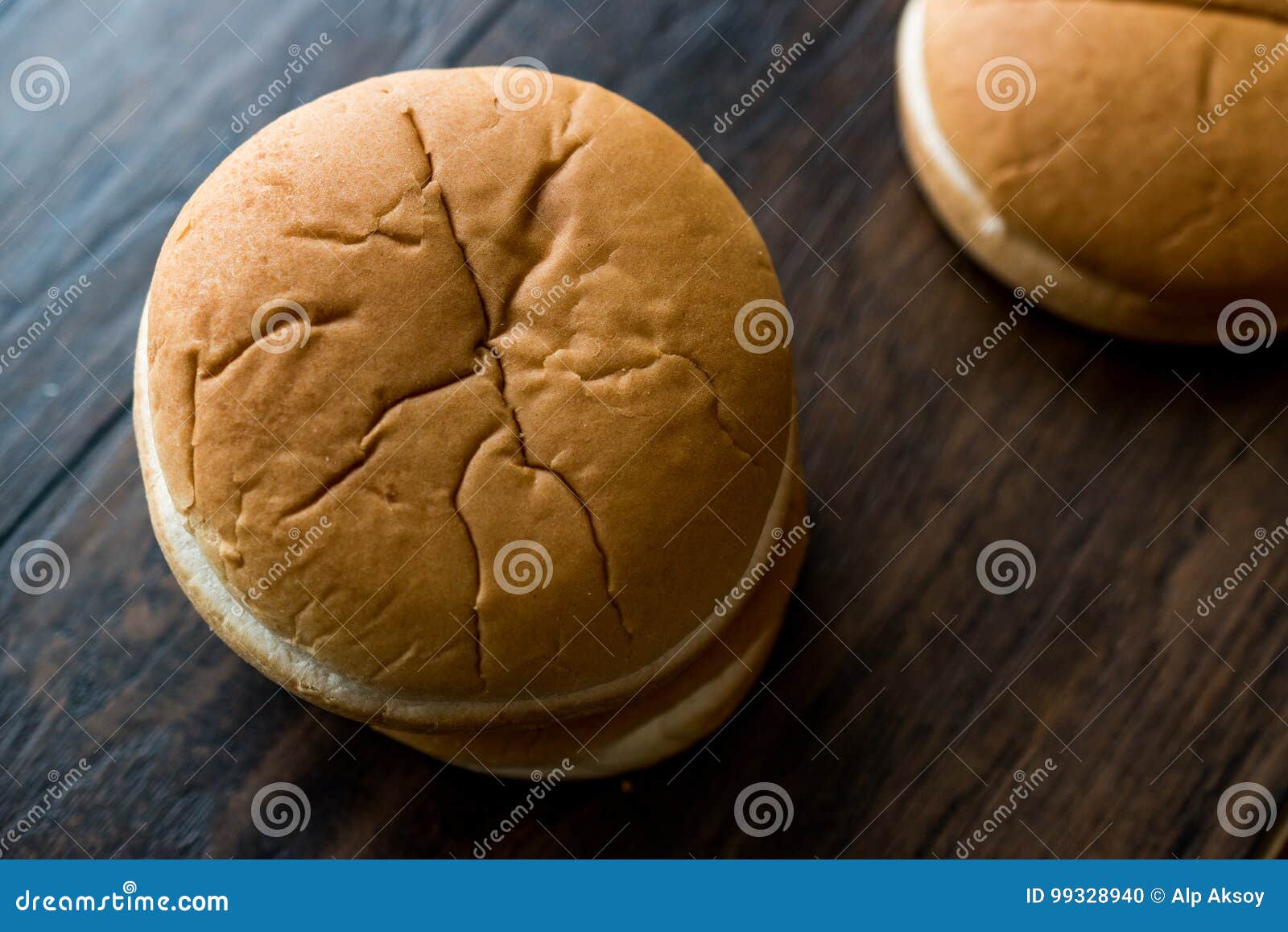 Stack of Hamburger Buns or Bread. Stock Photo - Image of butter ...