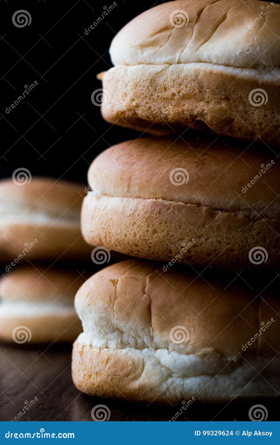 Stack of Hamburger Buns or Bread. Stock Photo - Image of buns, fast ...
