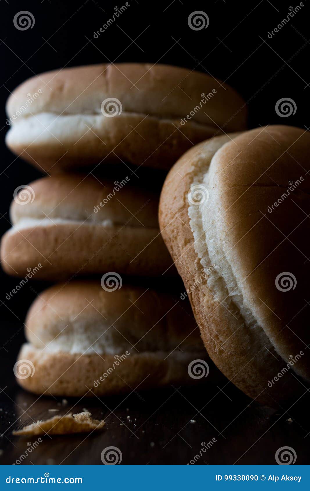 Stack of Hamburger Buns or Bread. Stock Photo - Image of round, bakery ...