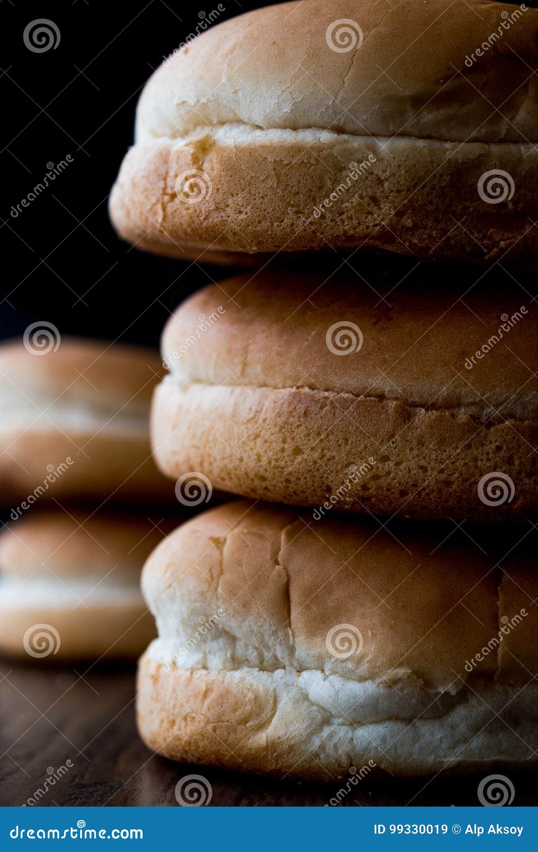 Stack of Hamburger Buns or Bread. Stock Image - Image of fast, buns ...