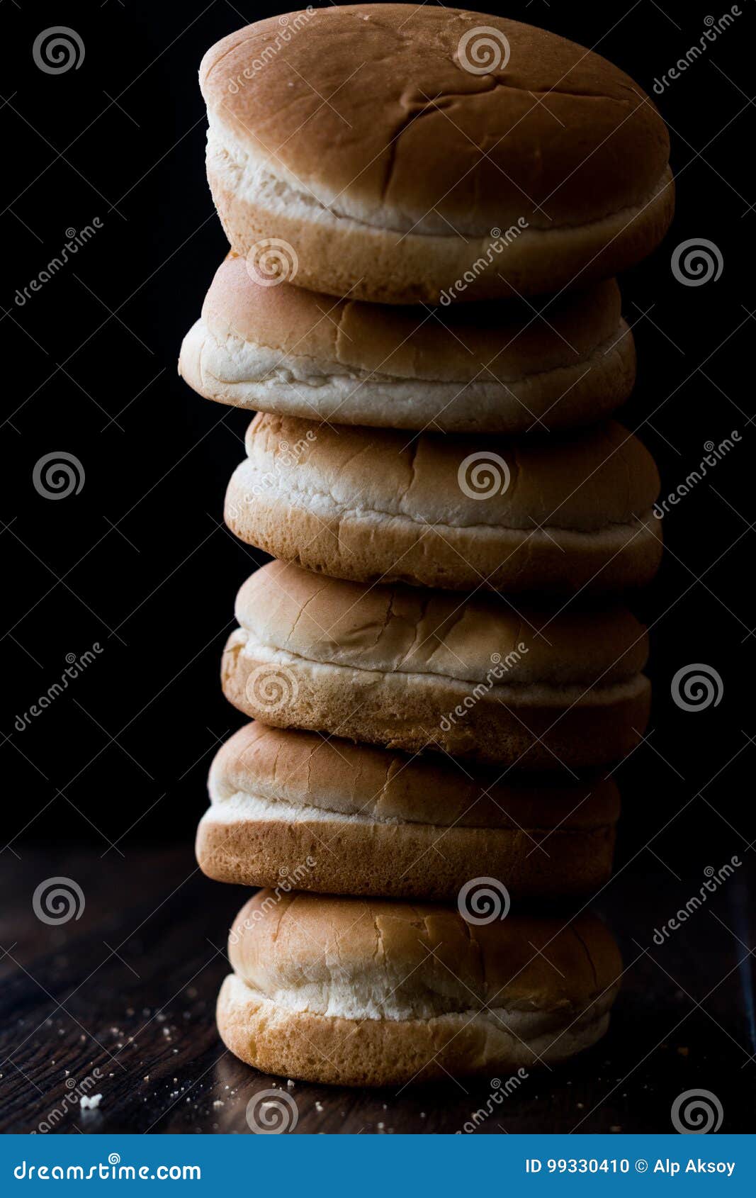 Stack of Hamburger Buns or Bread. Stock Photo - Image of delicious ...