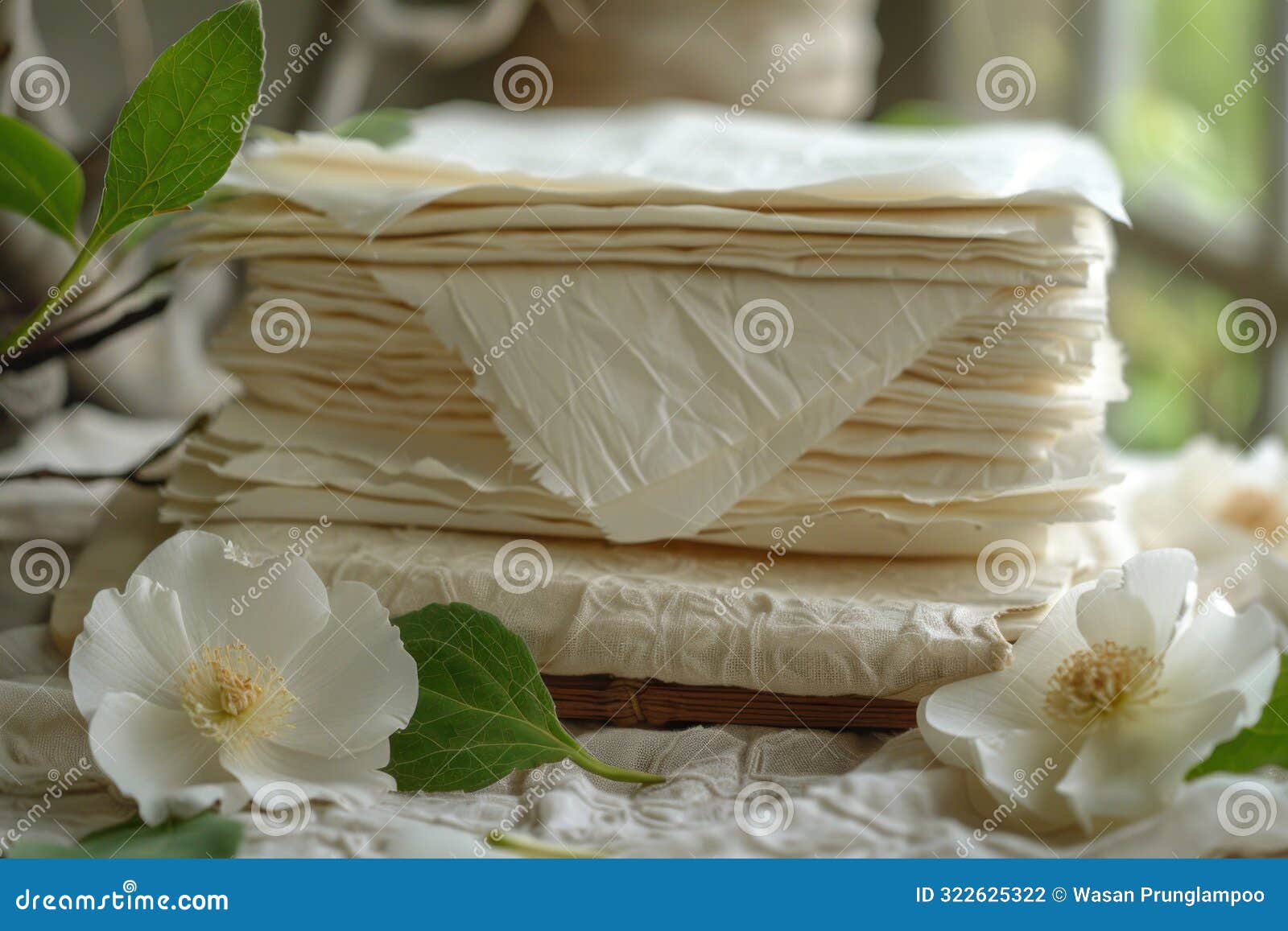 A Stack of Handmade Paper, with a Natural, Rustic Aesthetic, Adorned ...