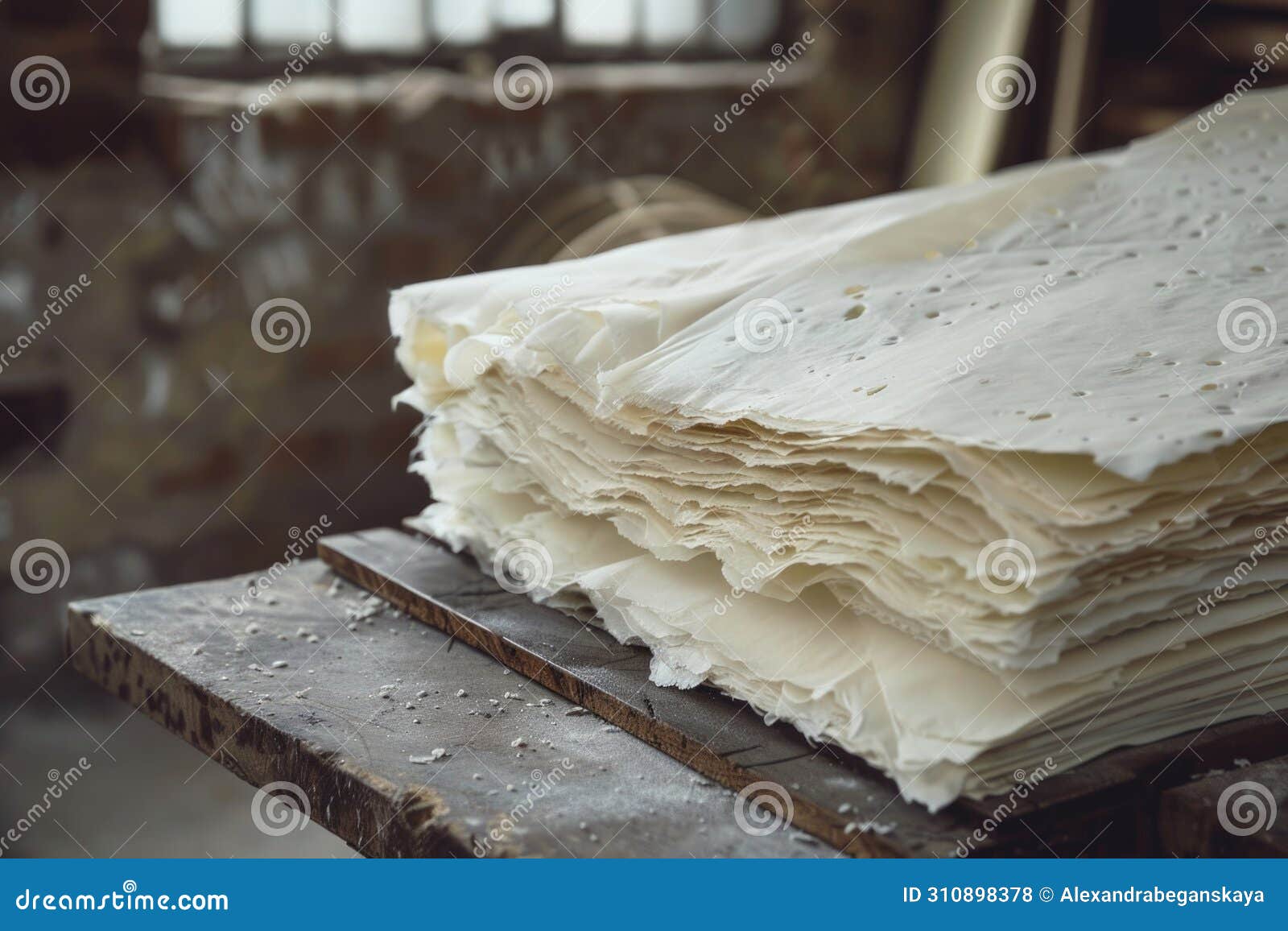 Stack Of Handmade Paper Sheets With Natural Imperfections Stock ...