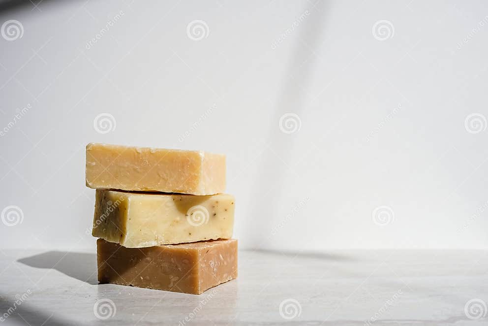Stack of Handmade Soap with a White Background Stock Image - Image of ...