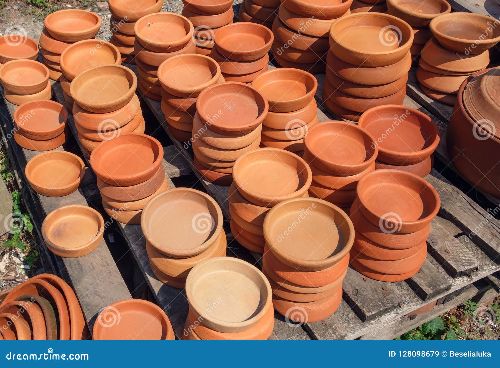 Terracotta clay pans stock image. Image of decorative - 128098679