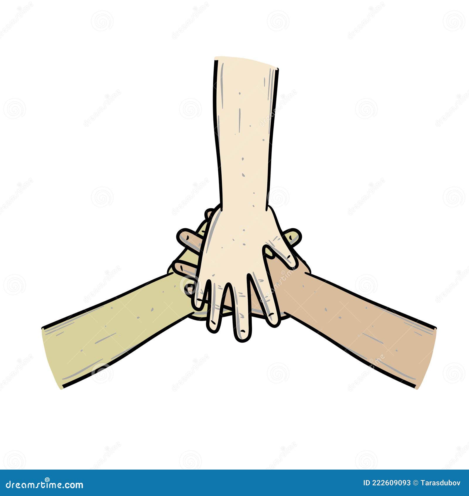 Stack Of Hands. Unity And Teamwork Concept. Multicultural Group Of ...