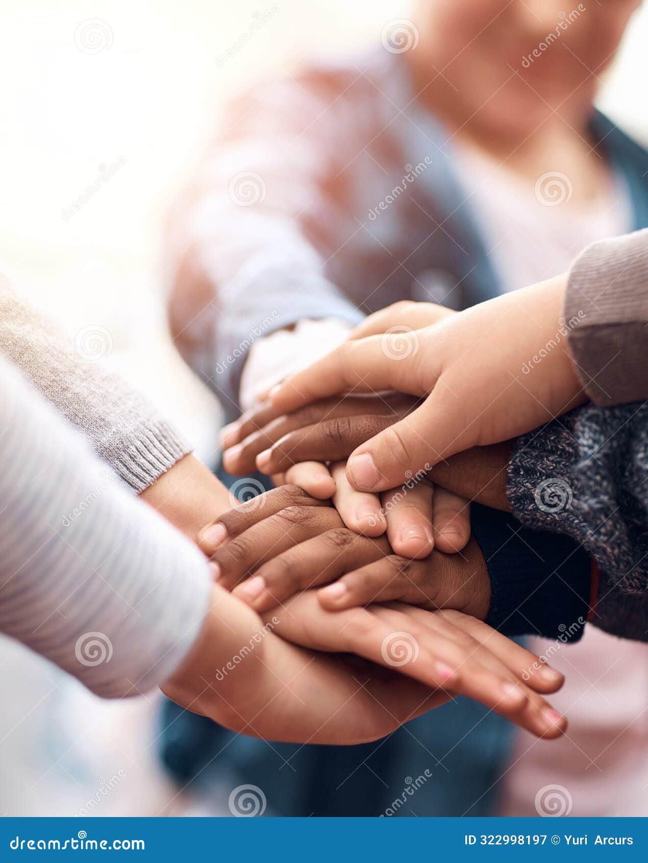 Stack of Hands, Education and Children with Team, Collaboration and ...