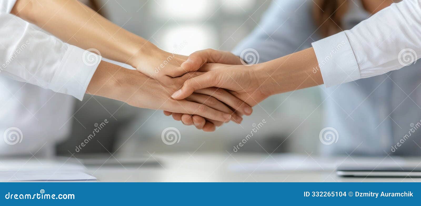 Stack of Hands Showing Business Partners Supporting Each Other during a ...