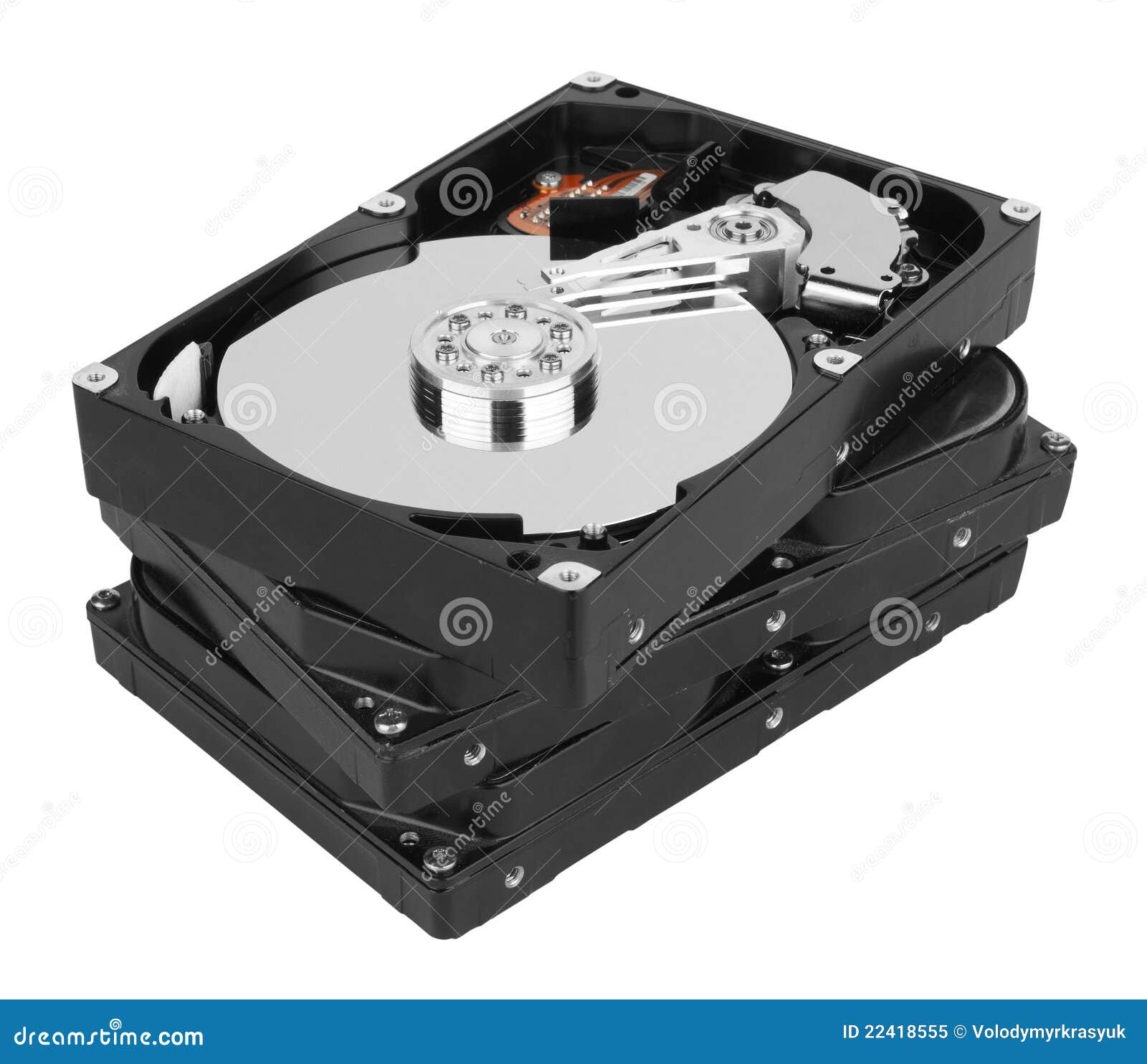 Stack of hard disk stock image. Image of head, memory - 22418555