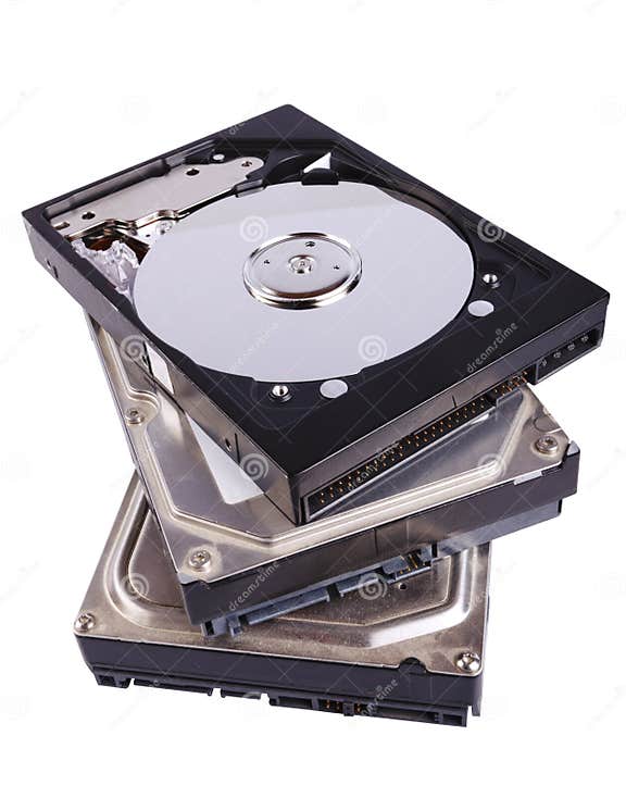 Stack of hard disks stock image. Image of drive, opened - 17381705