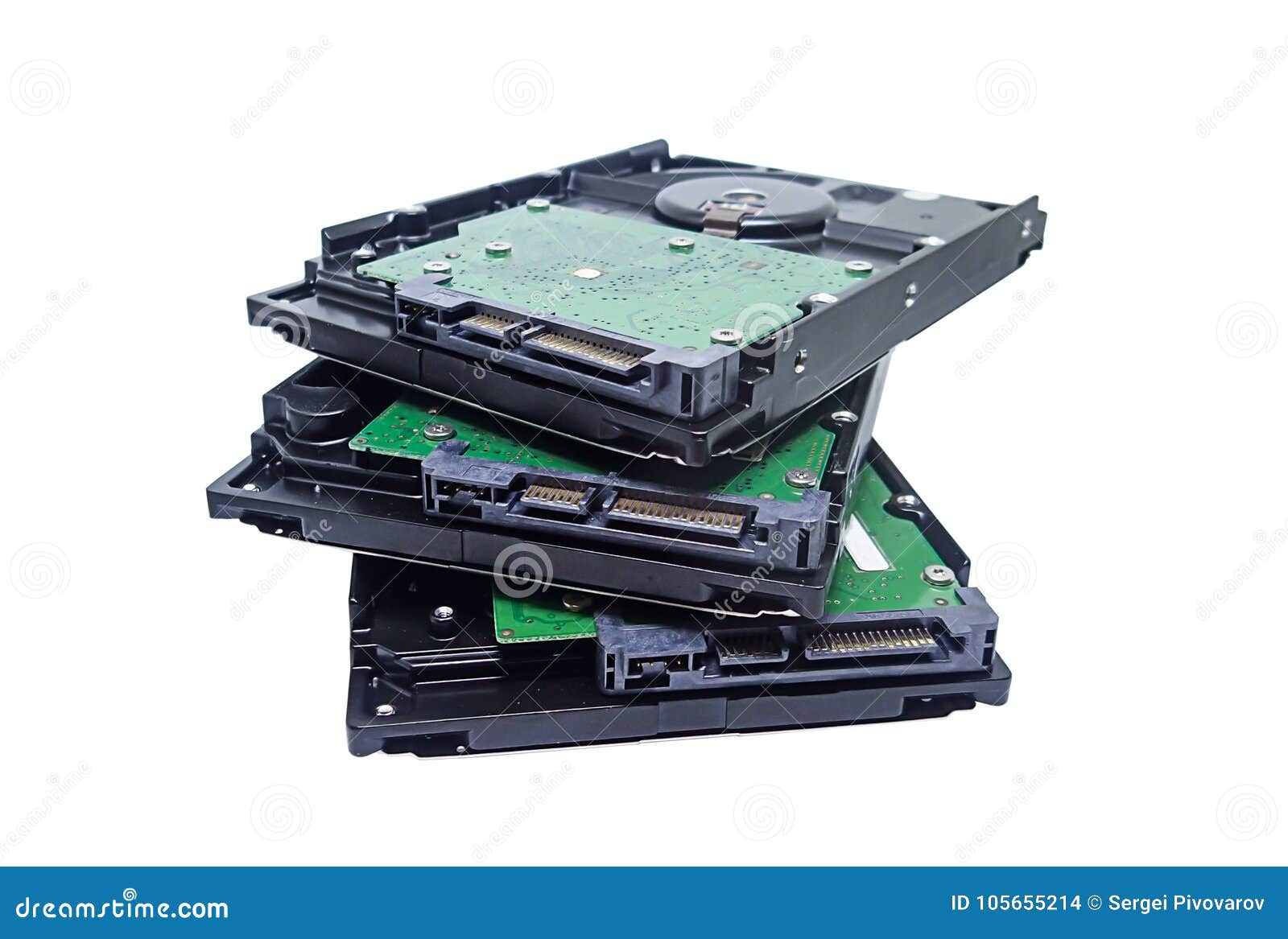 Stack of Hard Drive on White Background Isolated Techno Stock Photo ...