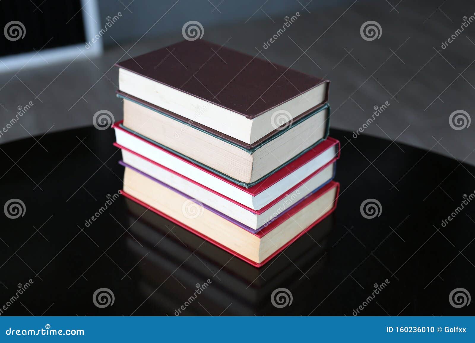 Stack of Hardback Books on Wooden Table. Education Background Stock ...