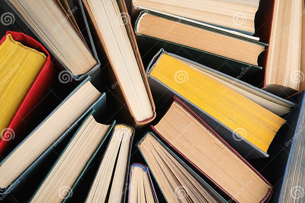 Stack of Hardcover Books As Background Stock Image - Image of culture ...