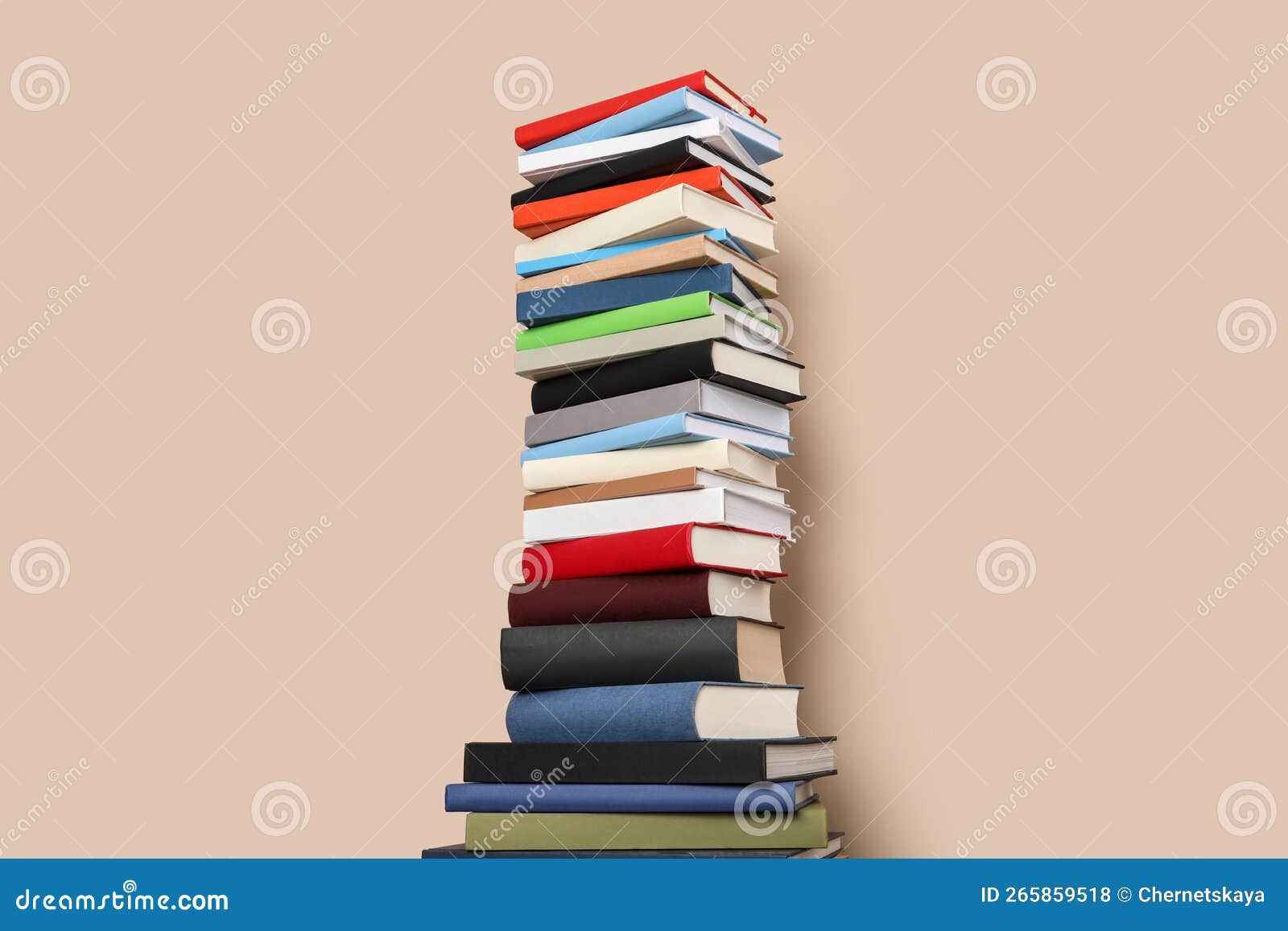 Stack of Hardcover Books on Beige Background Stock Photo - Image of ...
