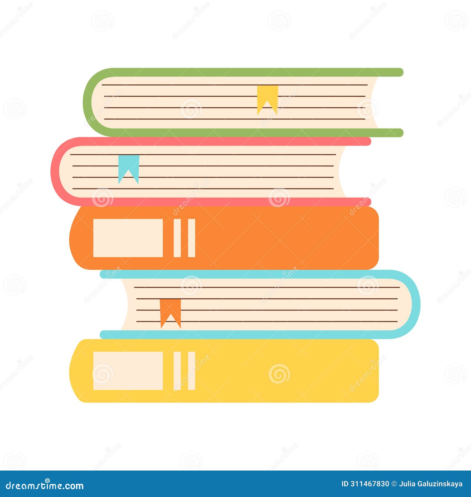 Stack of Hardcover Books with Bookmarks. Colorful Thick Books Pile ...