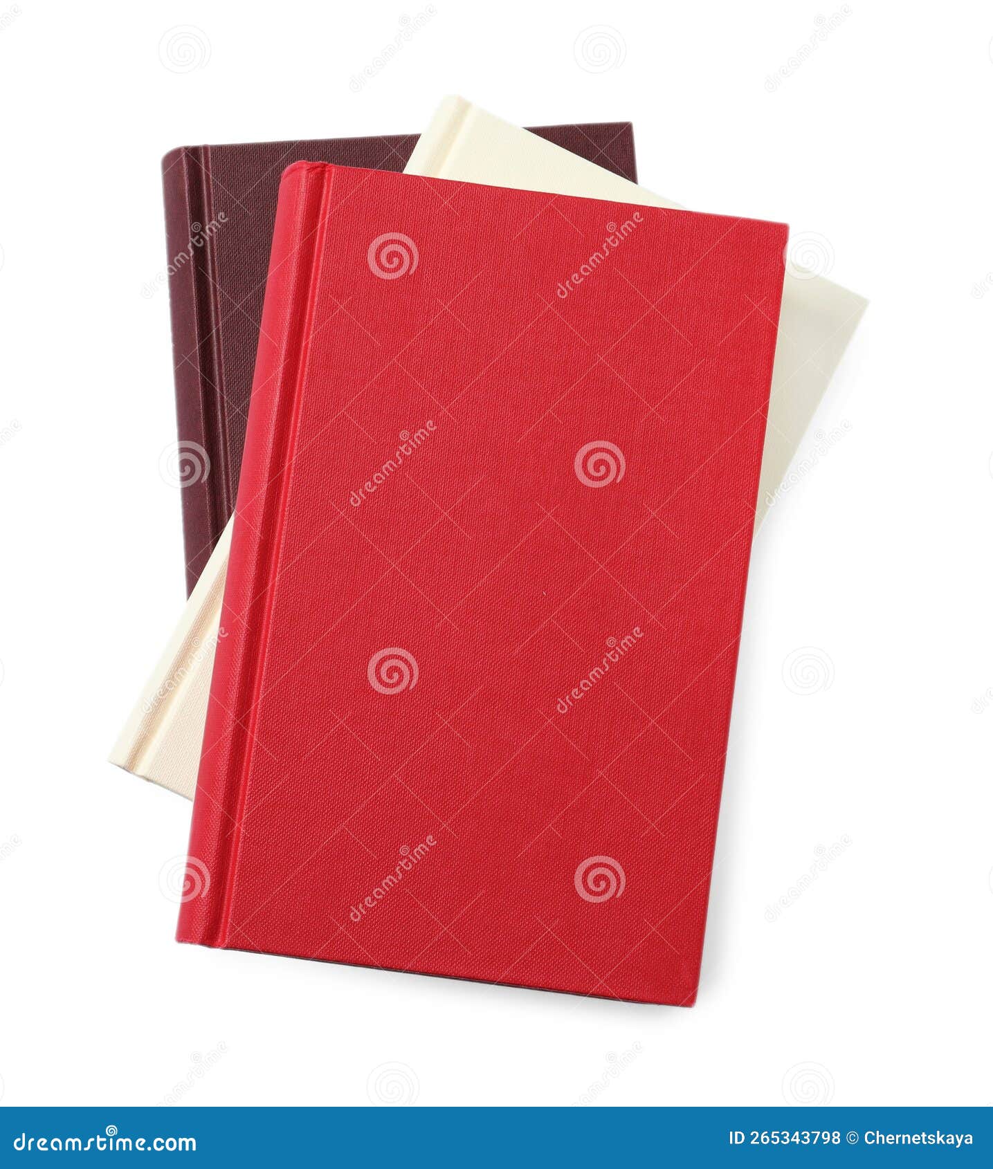 Stack of Hardcover Books Isolated on White, Top View Stock Photo ...