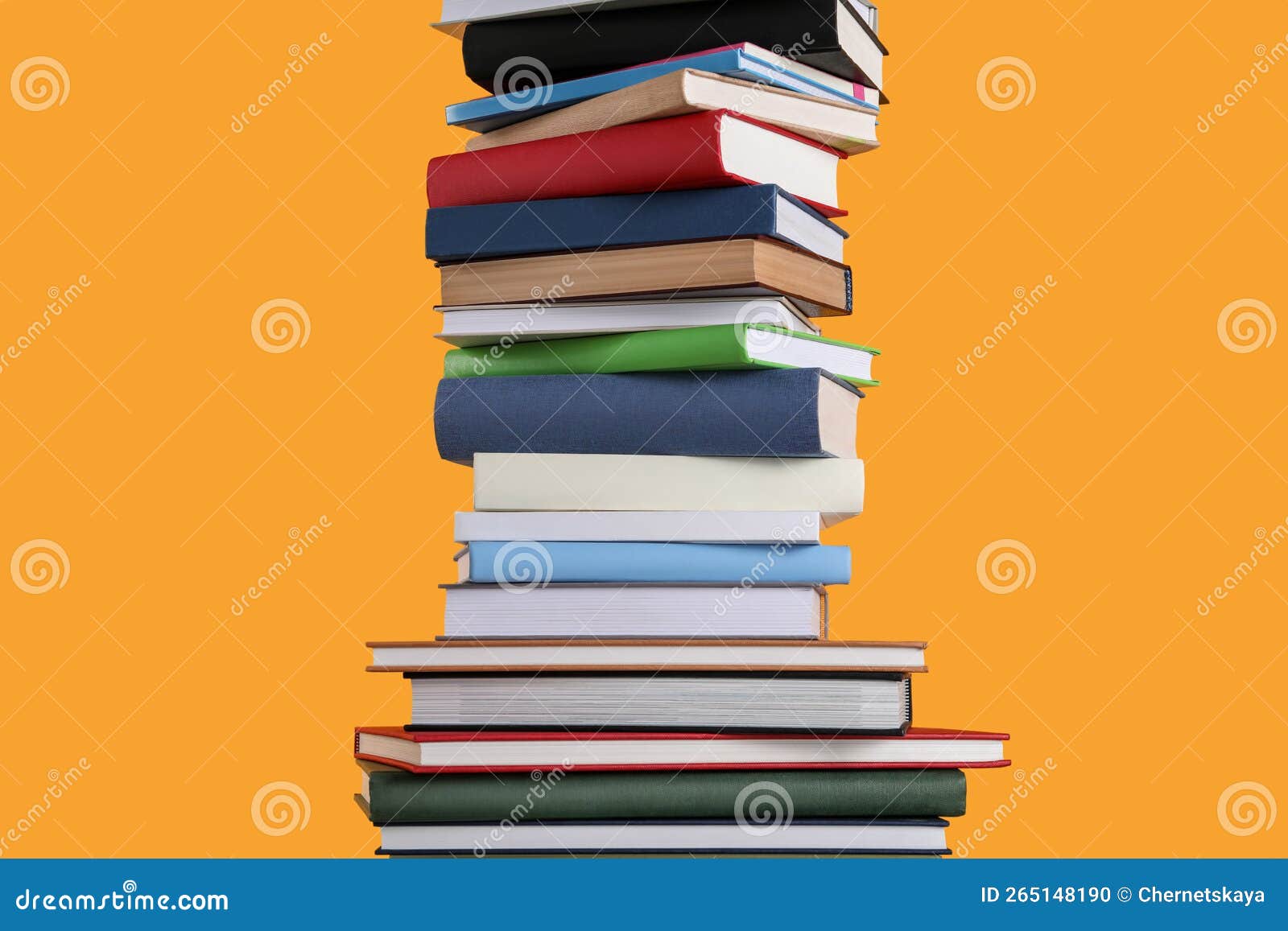 Stack of Hardcover Books on Orange Background Stock Photo - Image of ...