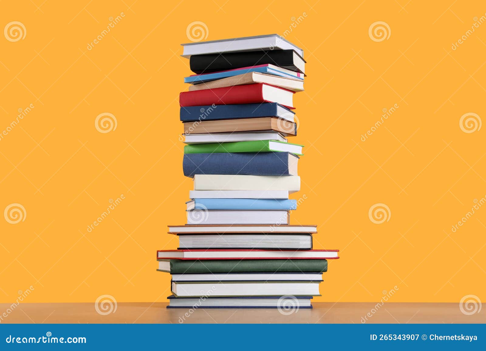 Stack of Hardcover Books on Orange Background Stock Image - Image of ...